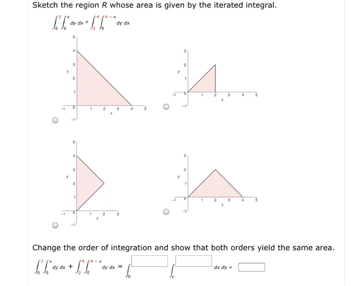 Solved Sketch the region R whose area is given by the | Chegg.com