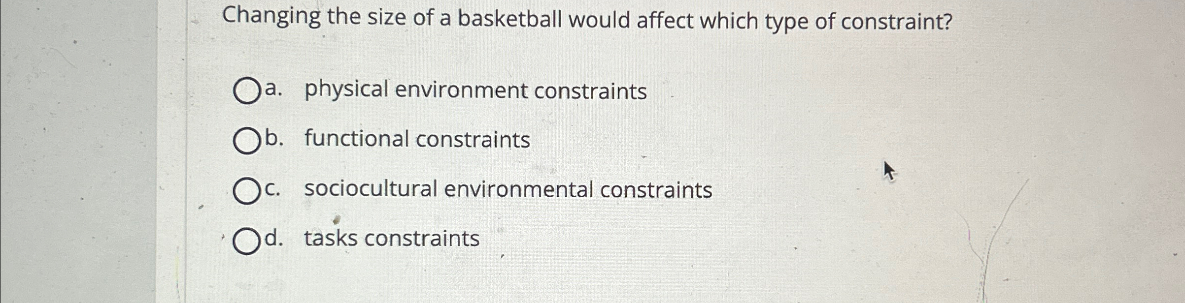 Solved Changing the size of a basketball would affect which | Chegg.com