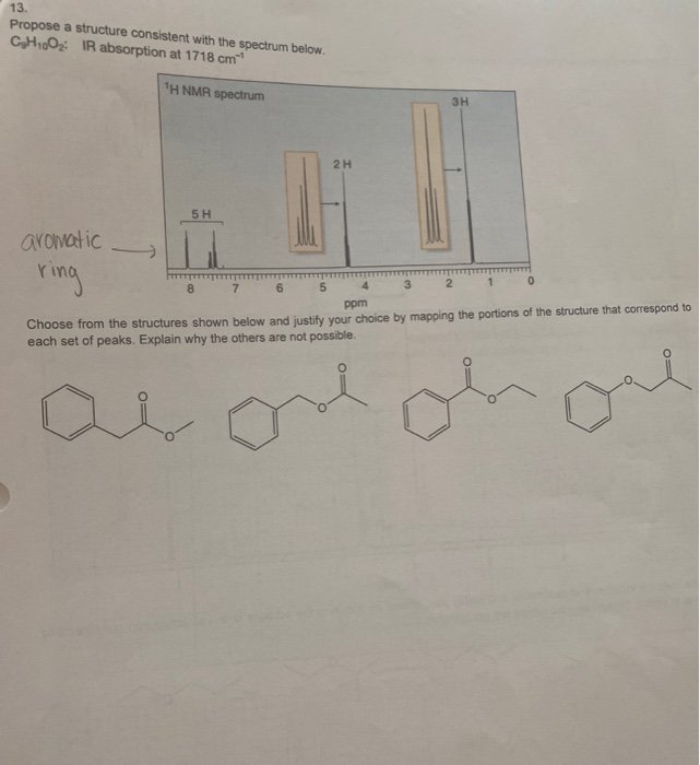 Solved 13. Propose a structure consistent with the spectrum | Chegg.com