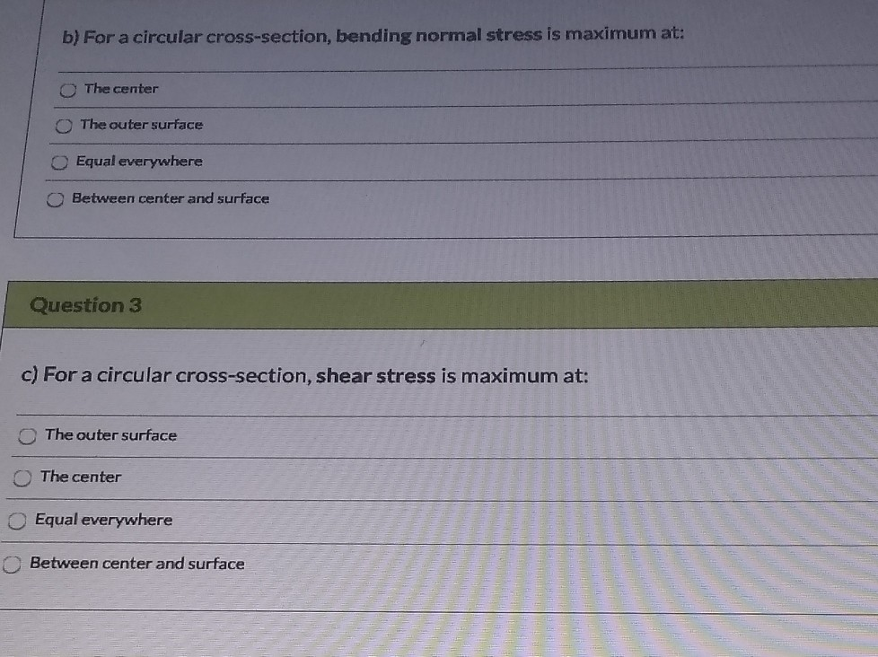 Solved b) For a circular cross-section, bending normal | Chegg.com