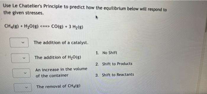 Solved Use Le Chatelier's Principle to predict how the | Chegg.com