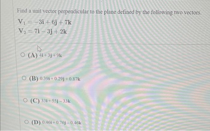 Solved Find a unit vector perpendicular to the plane defined | Chegg.com
