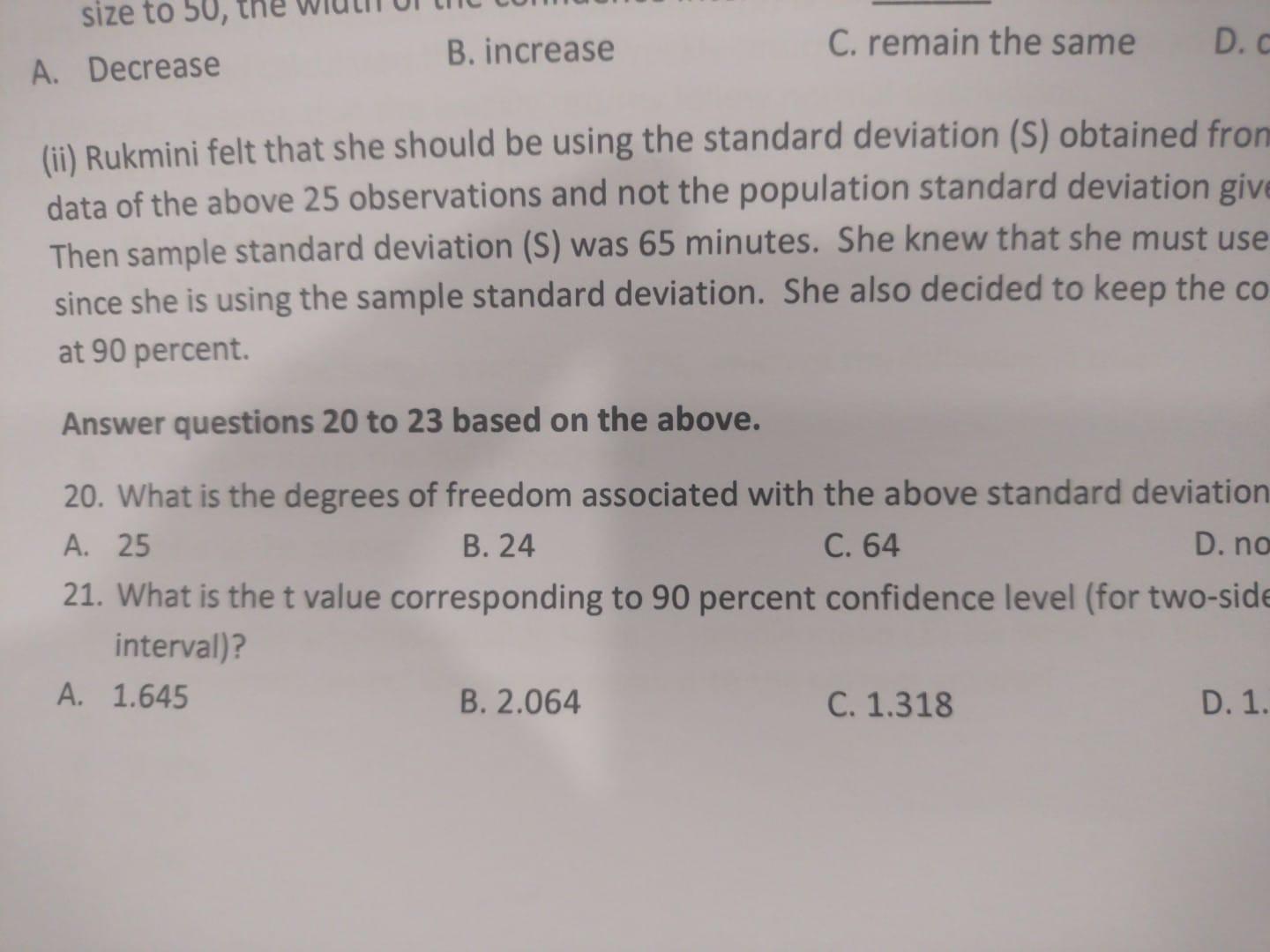 Solved A. Decrease B. increase C. remain the same (ii) | Chegg.com