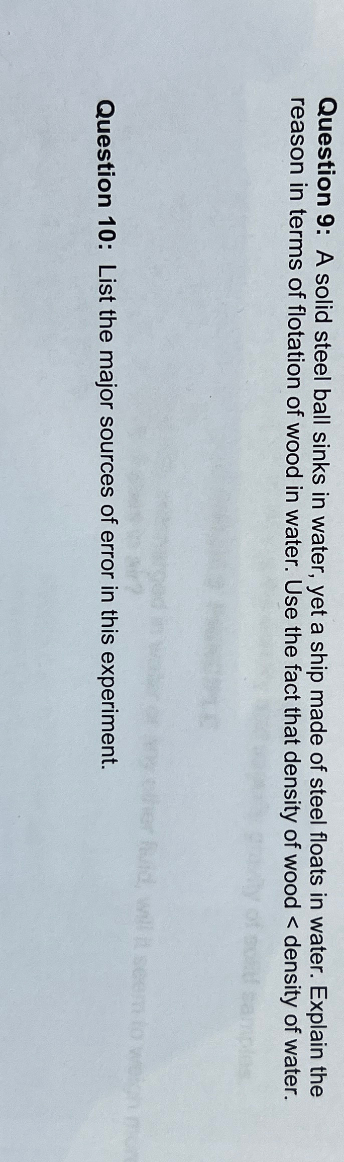 Solved Question 9: A solid steel ball sinks in water, yet a | Chegg.com