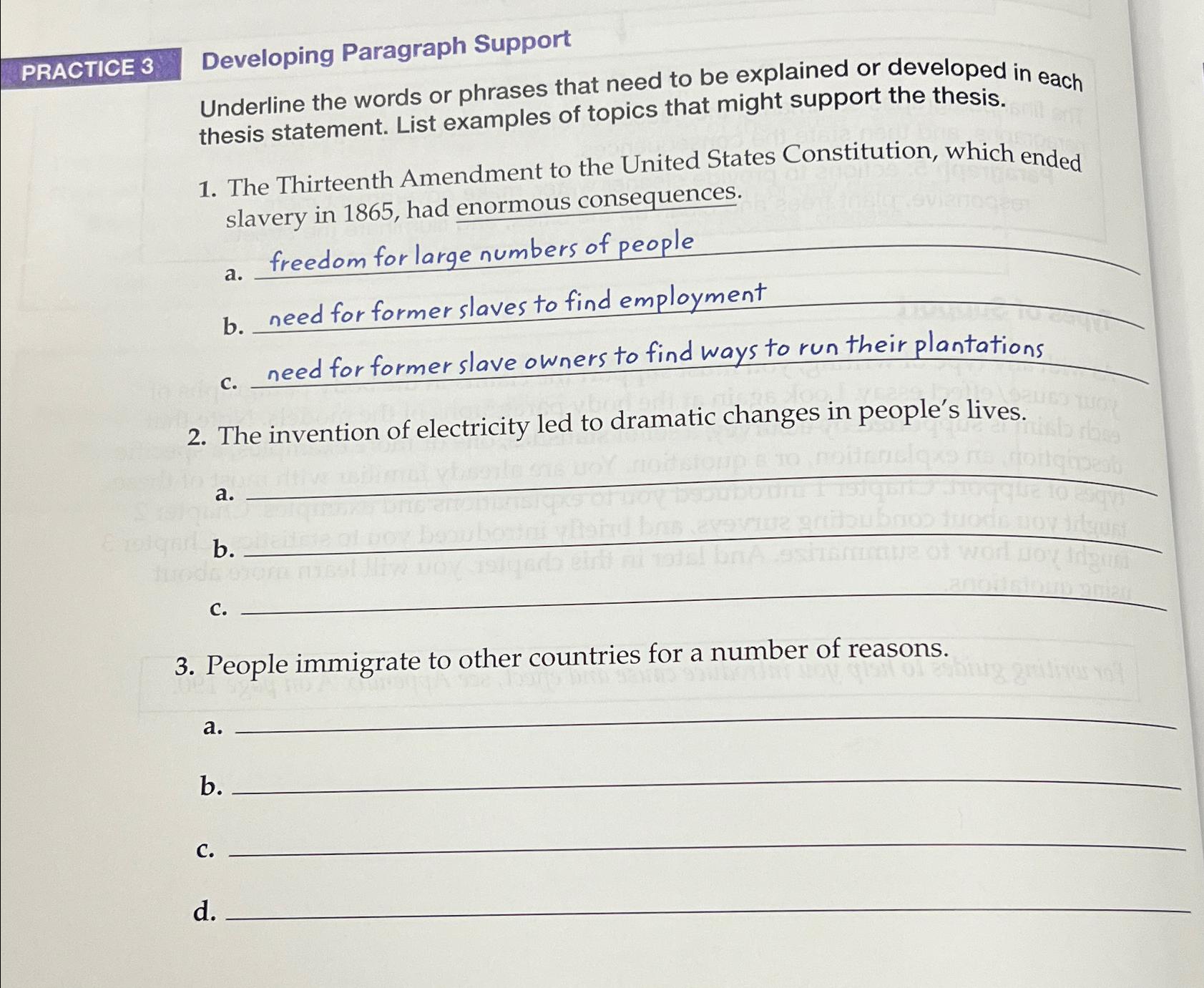 Solved PRACTICE 3Developing Paragraph SupportUnderline the | Chegg.com
