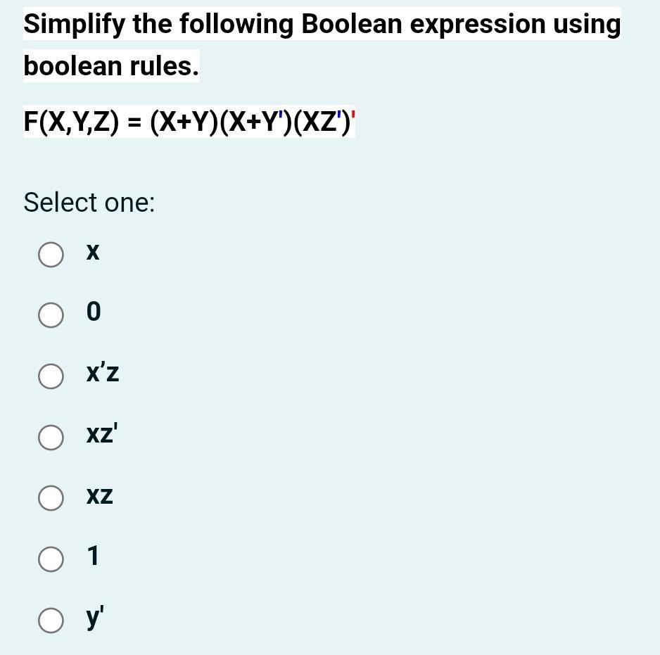 Solved Simplify the following Boolean expression using | Chegg.com