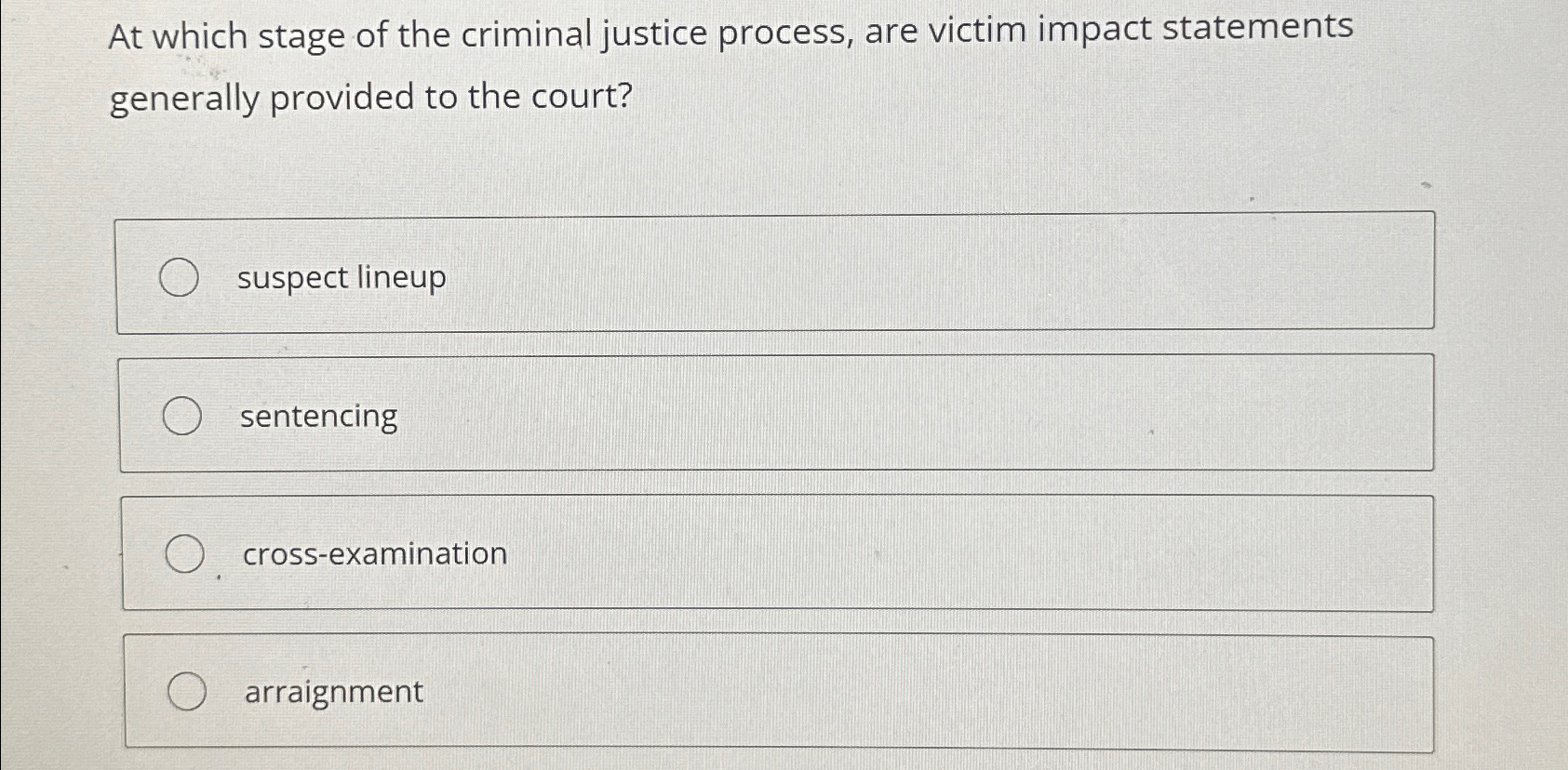 Solved At which stage of the criminal justice process, are | Chegg.com