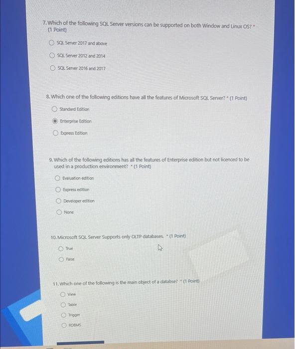 Solved 7. Which of the following SQL Server versions can be | Chegg.com