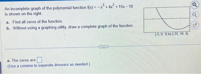 Solved An incomplete graph of the polynomial function | Chegg.com