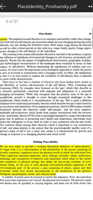 t Placeldentity_Proshansky.pdf 3 of 27 Place-identity | Chegg.com