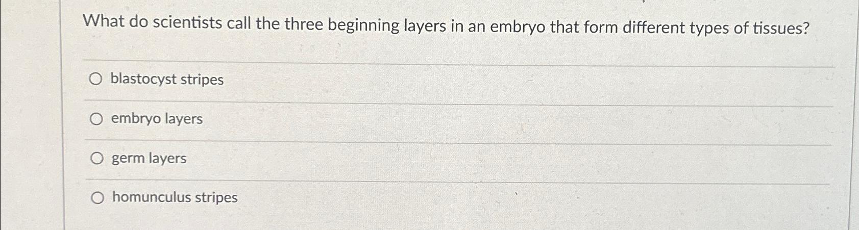 Solved What do scientists call the three beginning layers in | Chegg.com