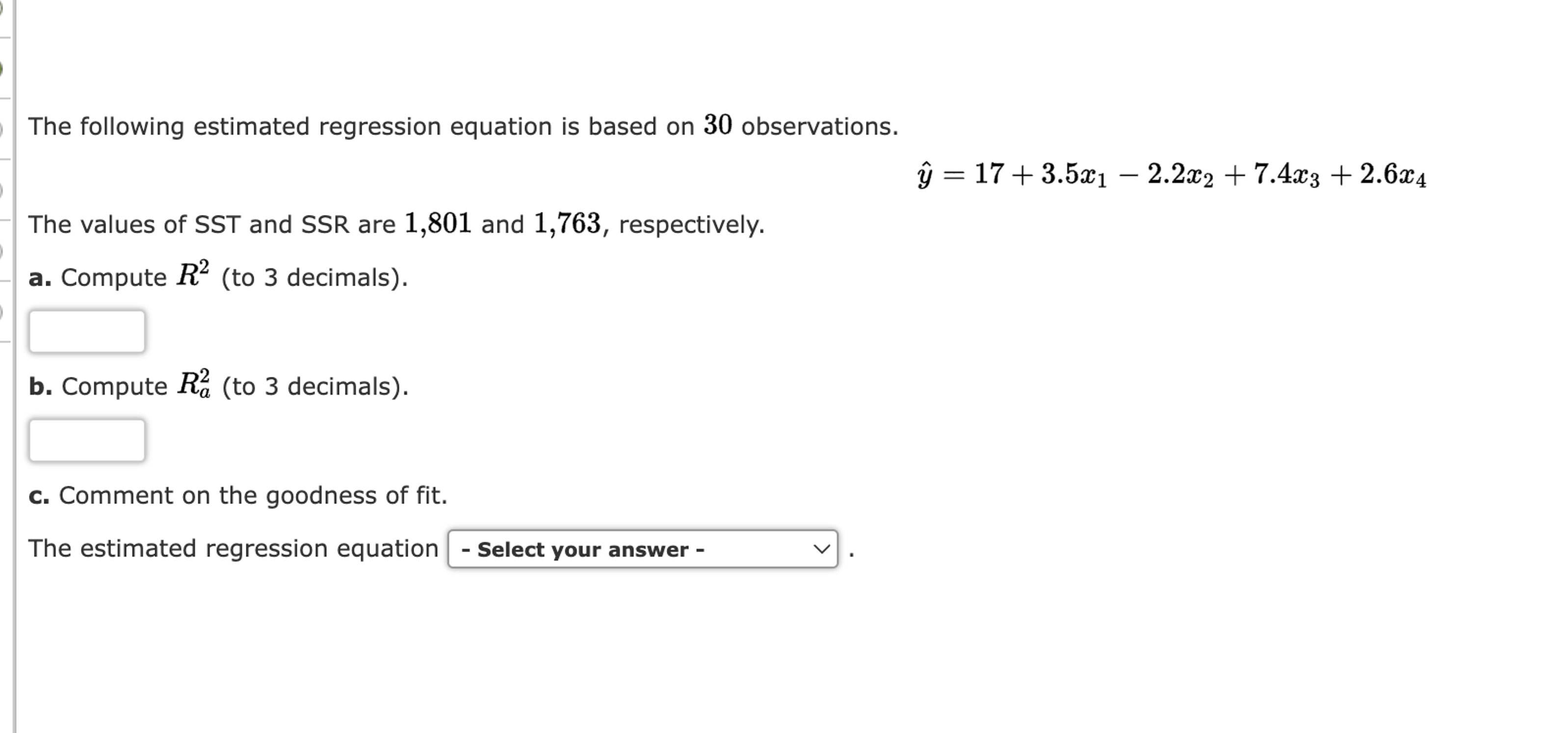 Solved The following estimated regression equation is based | Chegg.com