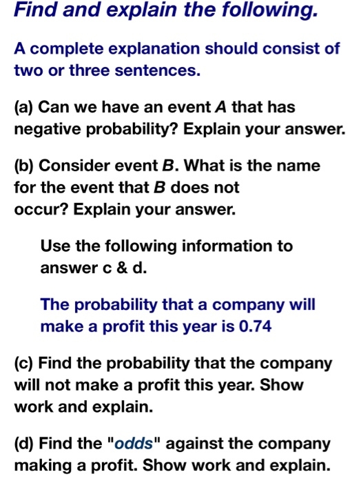 Solved Find and explain the following. A complete | Chegg.com