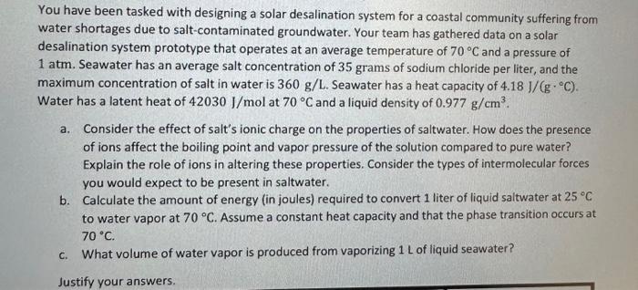 Solved You have been tasked with designing a solar | Chegg.com