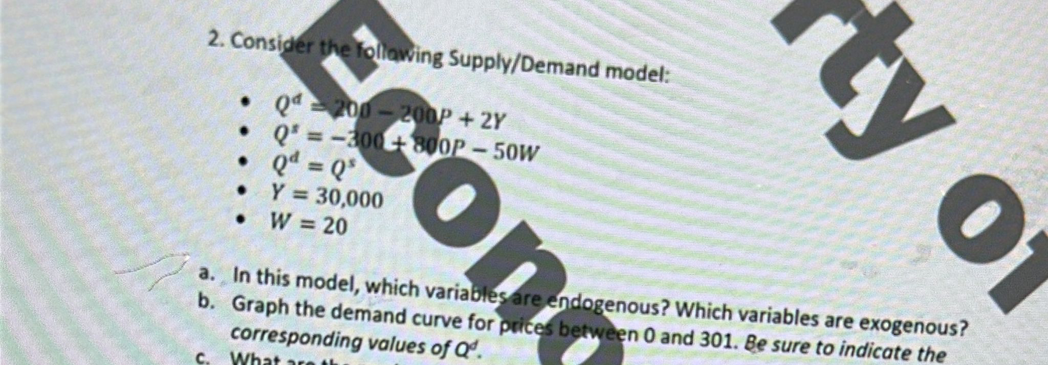 Solved Consider the follawing Supply/Demand | Chegg.com