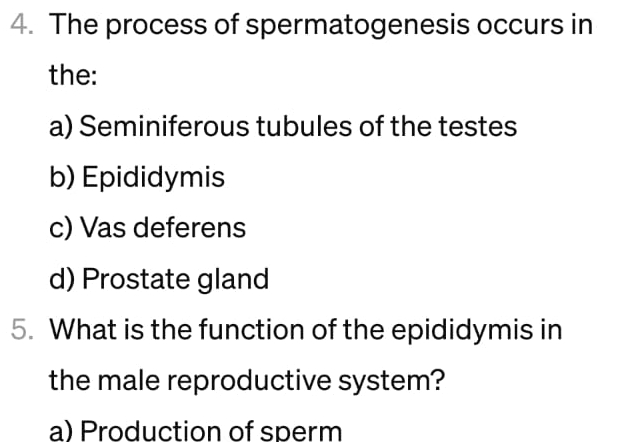 Solved Biology: The process of spermatogenesis occurs in | Chegg.com