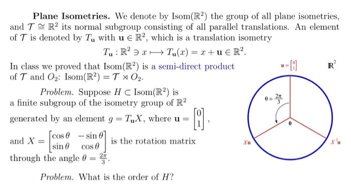 Solved Plane Isometries. We denote by Isom(R2) the group of | Chegg.com