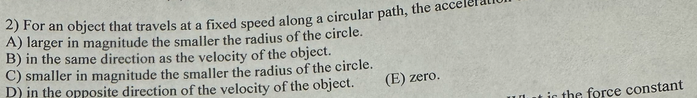 Solved For an object that travels at a fixed speed along a | Chegg.com