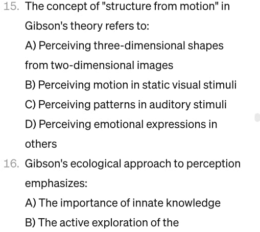 Solved The concept of "structure from motion" in Gibson's | Chegg.com