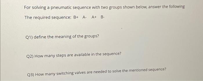 Solved For solving a pneumatic sequence with two groups | Chegg.com