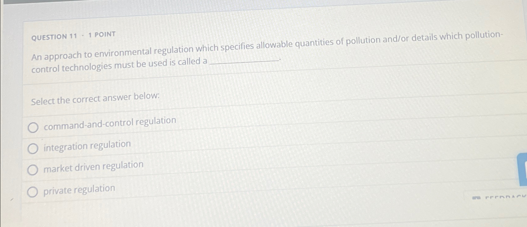 Solved QUESTION 11 - 1 ﻿POINTAn approach to environmental | Chegg.com