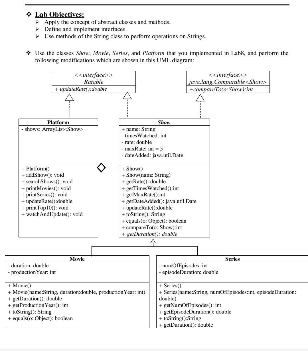 Solved * Lab Objectives: Apply the concept of abstract | Chegg.com