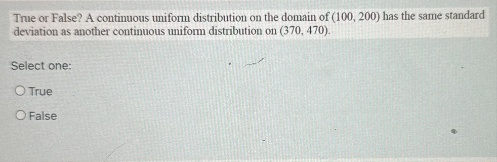 Solved True or False? A continuous uniform distribution on | Chegg.com