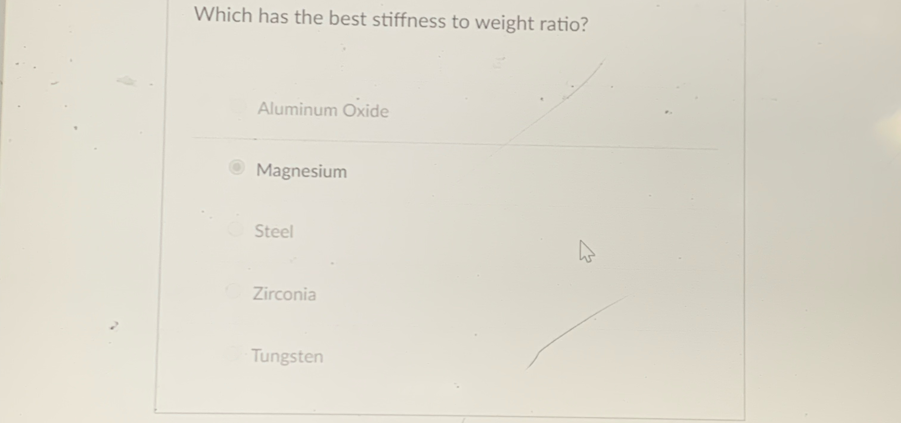 Solved Which has the best stiffness to weight ratio?Aluminum | Chegg.com