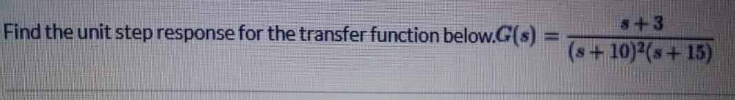 Solved Find the unit step response for the transfer function | Chegg.com