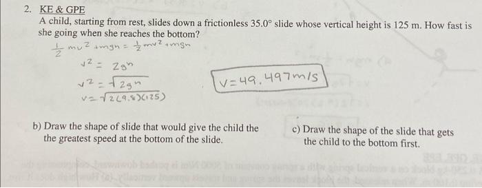 Solved A child, starting from rest, slides down a | Chegg.com