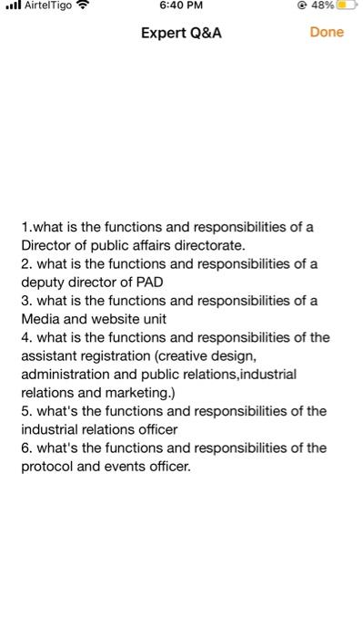 Solved 1. what is the functions and responsibilities of a | Chegg.com