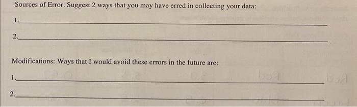 Solved Sources Of Error Suggest 2 Ways That You May Have