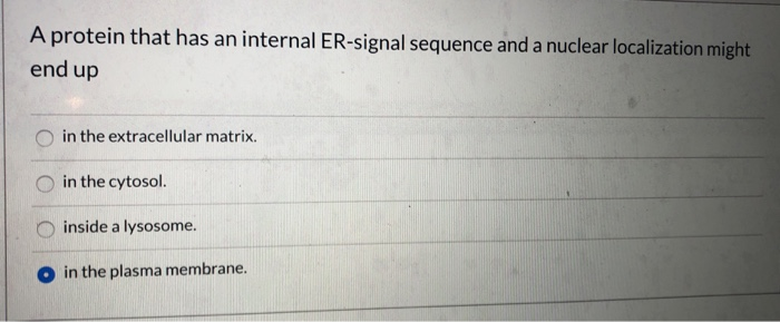 Solved A protein that has an internal ER-signal sequence and | Chegg.com