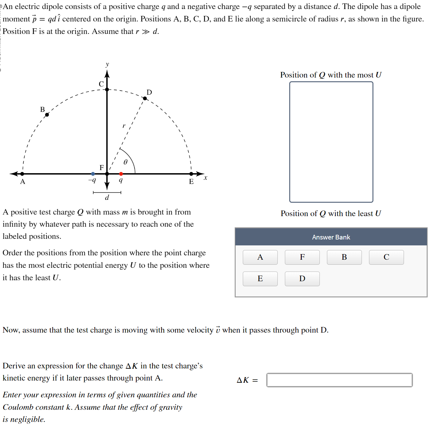 Solved An electric dipole consists of a positive charge q | Chegg.com