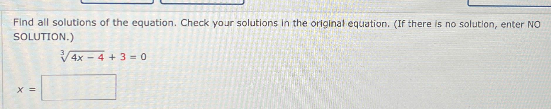 Solved Find all solutions of the equation. Check your | Chegg.com