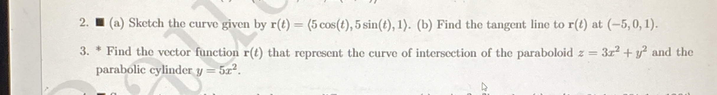 Solved (a) ﻿Sketch the curve given by | Chegg.com
