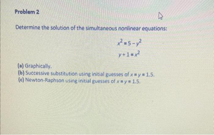 Solved Determine the solution of the simultaneous nonlinear | Chegg.com