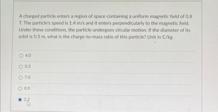 Solved A charged particle enters a region of space | Chegg.com