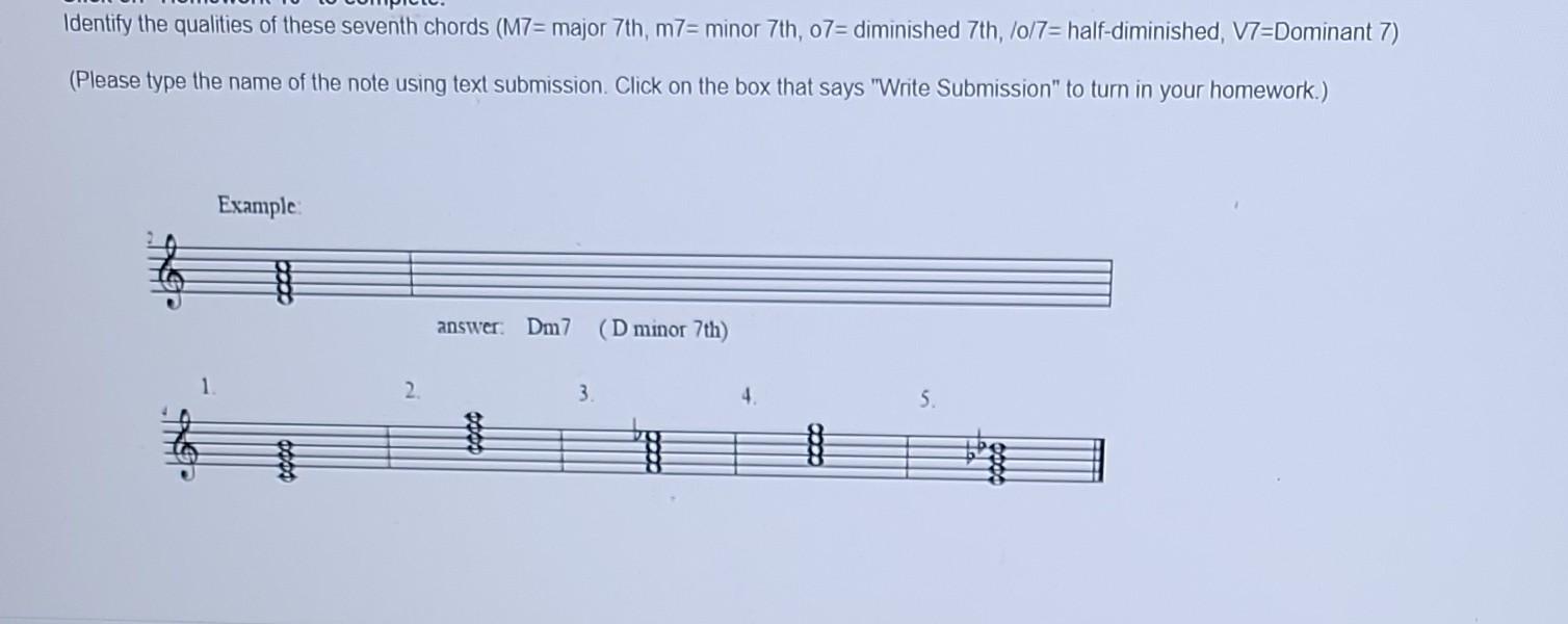 Identify the qualities of these seventh chords (M7= | Chegg.com