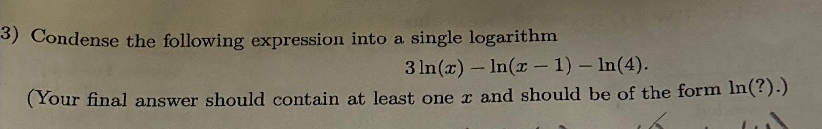 Solved Condense the following expression into a single | Chegg.com