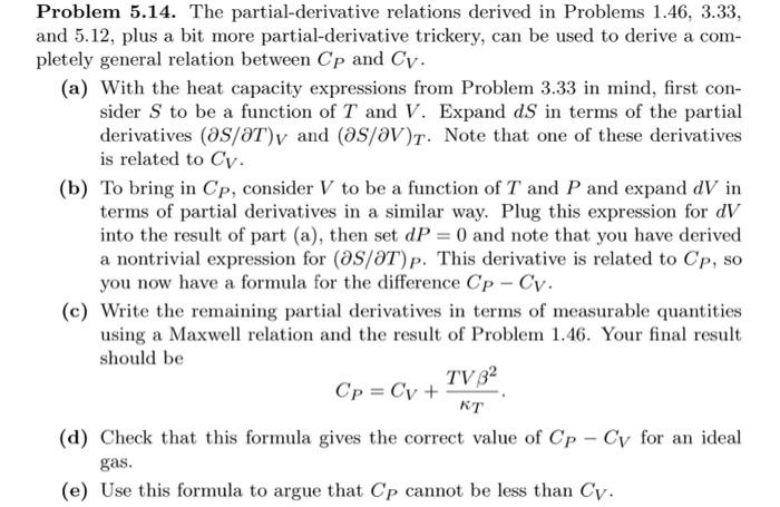Solved Problem 5.14. The partial-derivative relations | Chegg.com