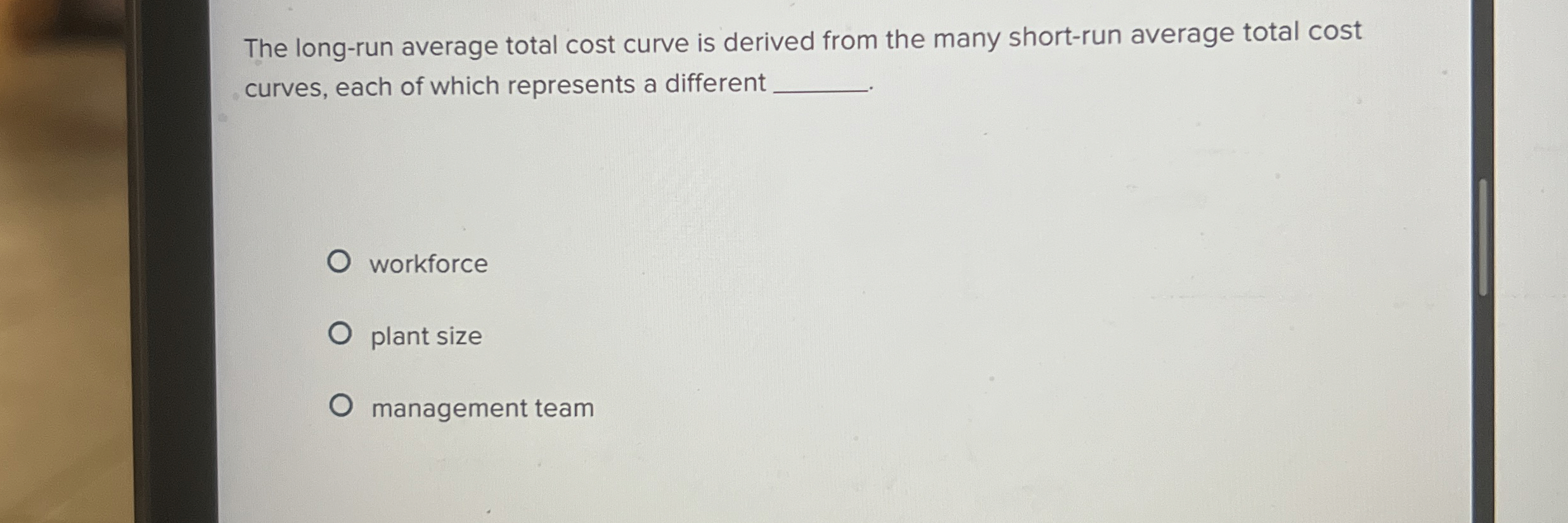 Solved The long-run average total cost curve is derived from | Chegg.com