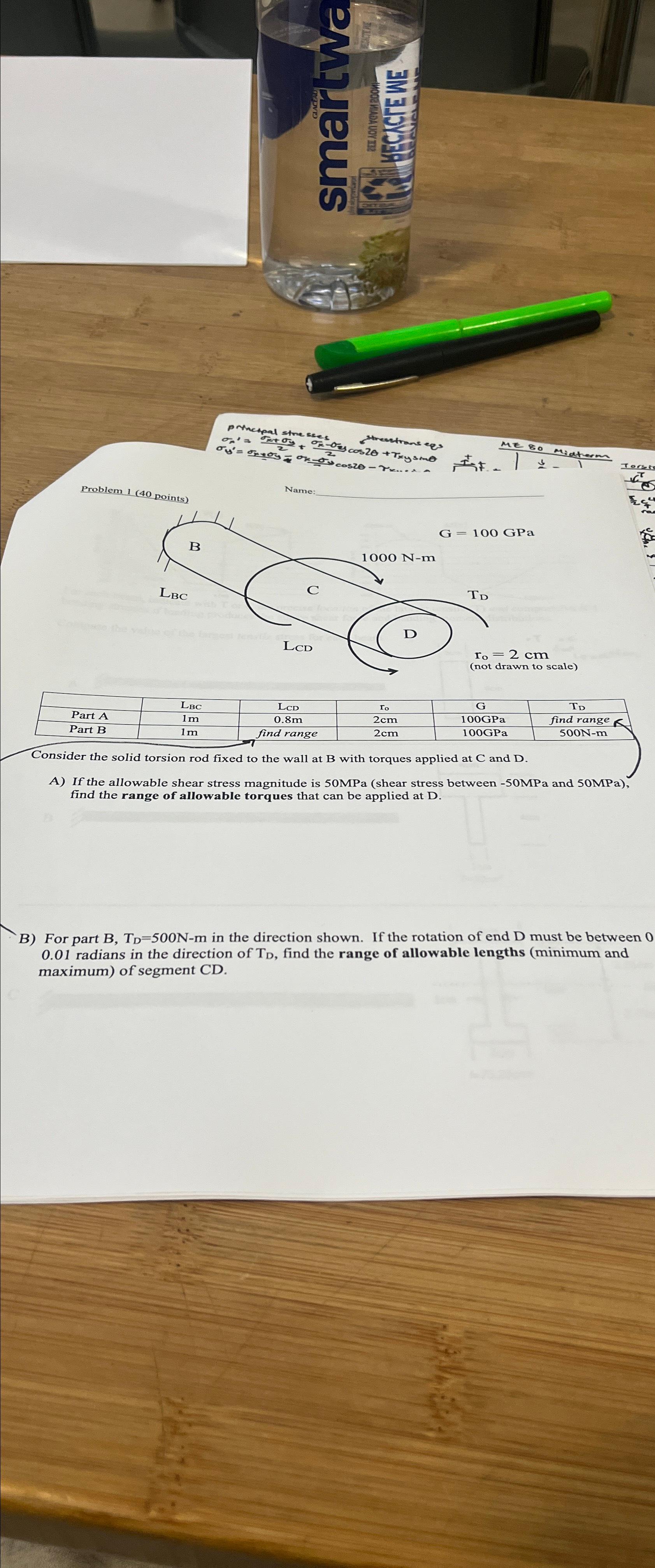 Solved Fidn range of allowable torque for D and range of | Chegg.com