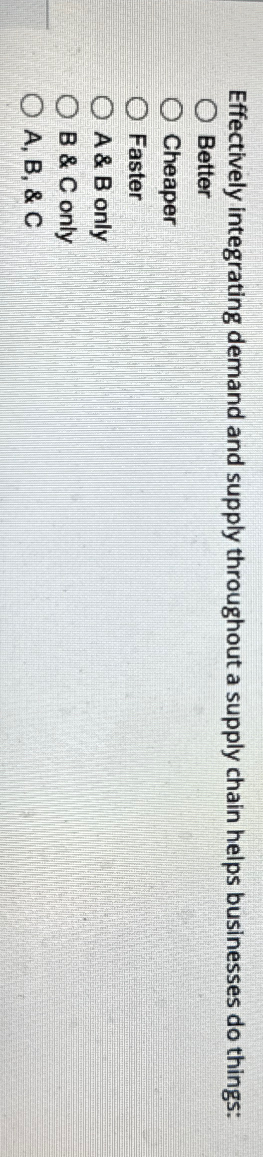 Solved Effectively integrating demand and supply throughout | Chegg.com