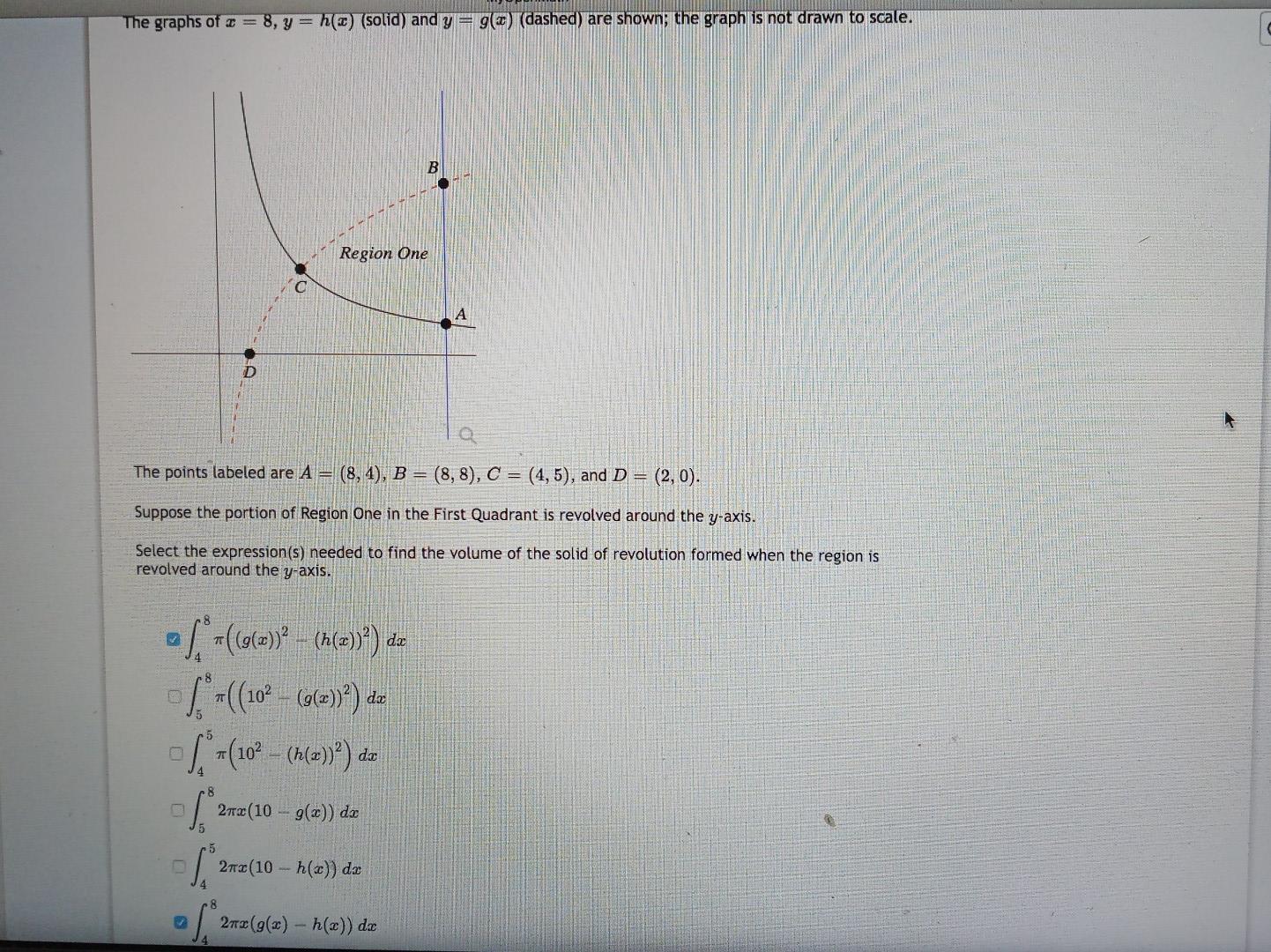 Solved The graphs of 2 = 8, y = h) (solid) and y = g(x) | Chegg.com