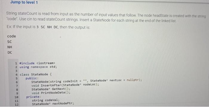 Solved String stateCount is read from input as the number of | Chegg.com