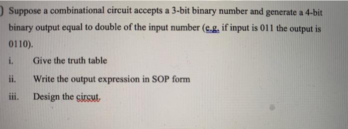 Solved Suppose A Combinational Circuit Accepts A 3 Bit 8629