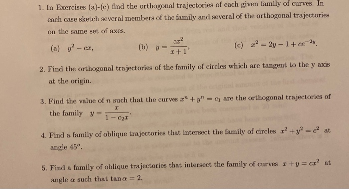 Solved 1. In Exercises (a)-(c) find the orthogonal | Chegg.com
