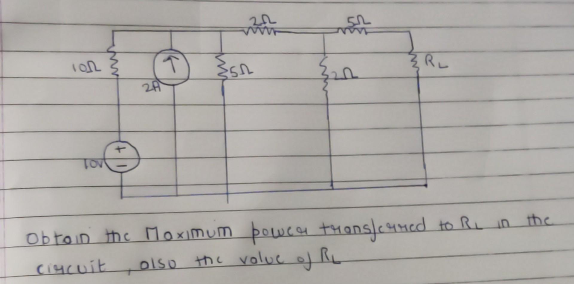 Solved Obtain Maximum Power Transferred to Rl in the | Chegg.com