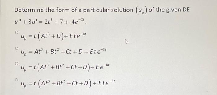 Solved - St L Determine the form of a particular solution | Chegg.com